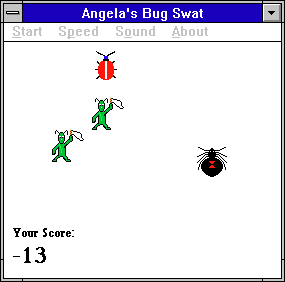 Screenshot of Angela's Bug Swat (Windows 3.x, 1993) - MobyGames