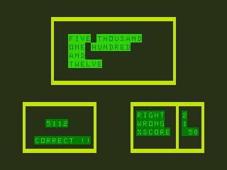 Screenshot of Challenge/Number Matcher (Dragon 32/64, 1983) - MobyGames