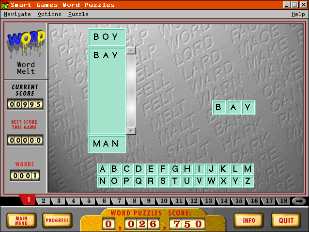 Screenshot of Smart Games Word Puzzles #1 (Windows 3.x, 1996) - MobyGames