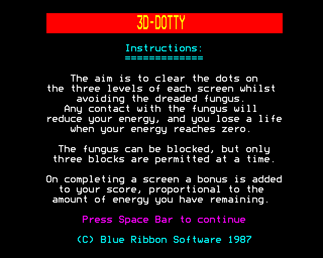 3D Dotty (1987) - MobyGames