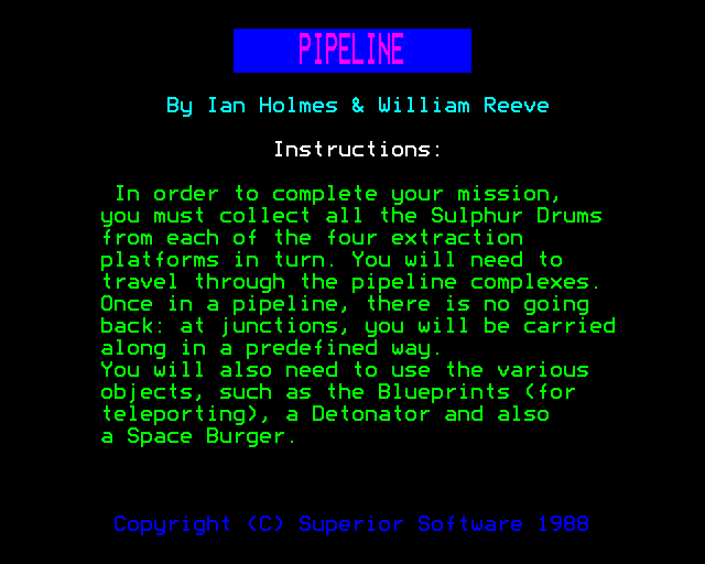 Pipeline (1988) - MobyGames