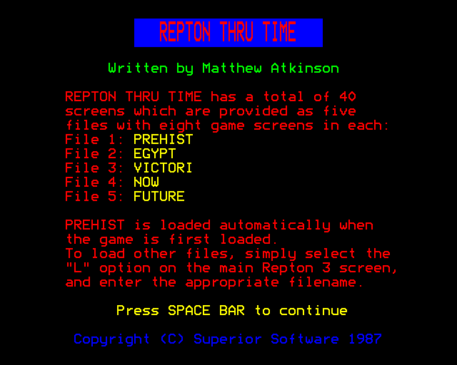 Repton Thru Time (1988) - MobyGames