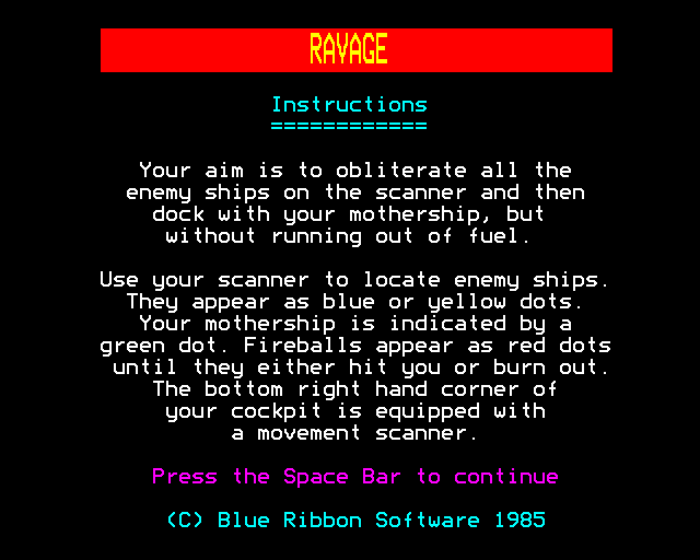 Ravage (1985) - MobyGames