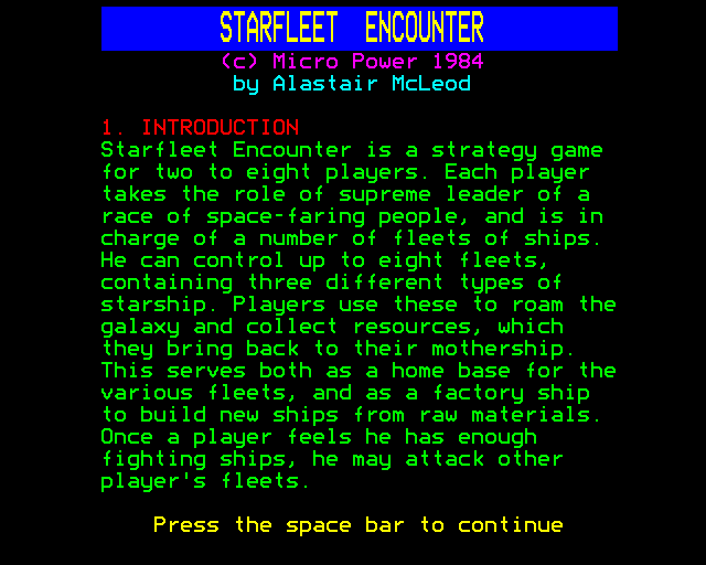Starfleet Encounter (1984) - MobyGames
