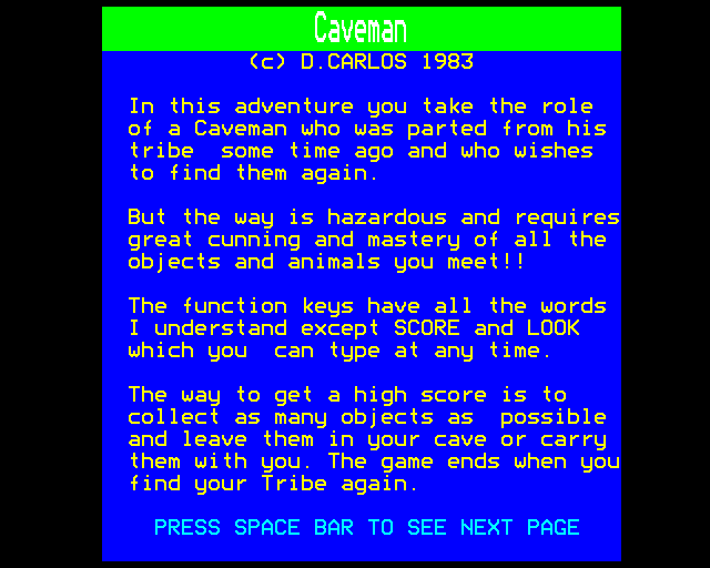 Caveman Adventure (1983) - MobyGames