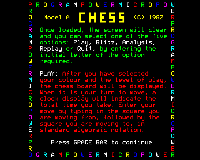 Chess (1982) - MobyGames