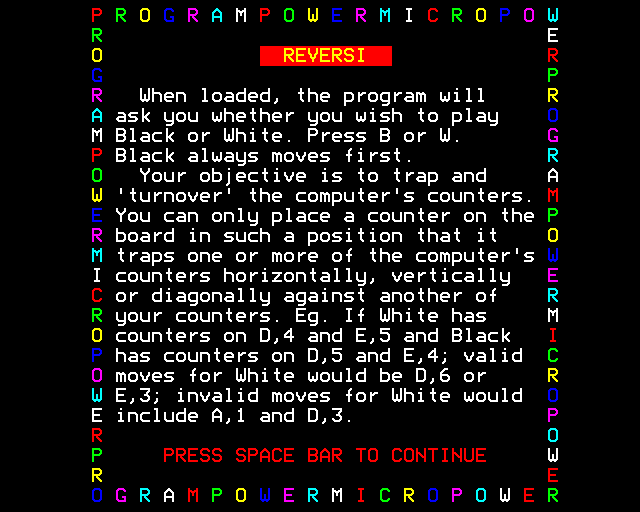 Reversi (1982) - MobyGames