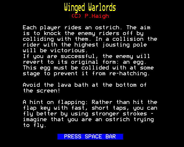 Winged Warlords (1984) - MobyGames