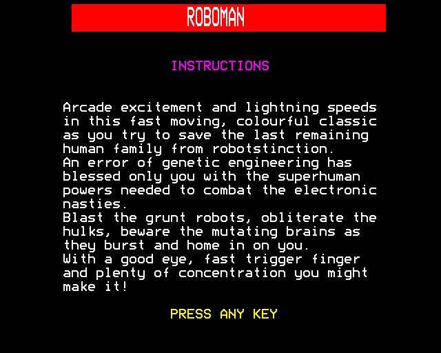 Roboman (1984) - MobyGames