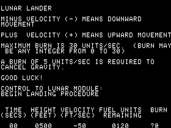 Lunar Lander (1976) - MobyGames