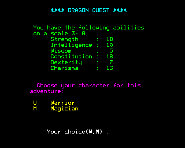 Screenshot of Dragon Quest (BBC Micro, 1982) - MobyGames