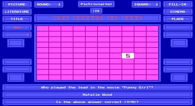 Screenshot of Pic Trivia (DOS, 1989) - MobyGames