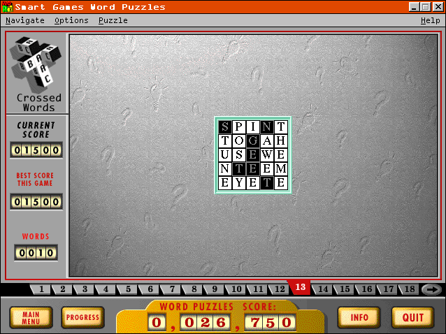 Screenshot of Smart Games Word Puzzles #1 (Windows 3.x, 1996) - MobyGames