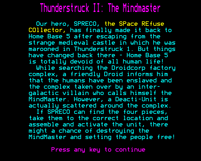 Thunderstruck 2: The Mindmaster (1987) - MobyGames
