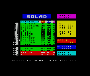 Screenshot of The Manager (ZX Spectrum, 1990) - MobyGames