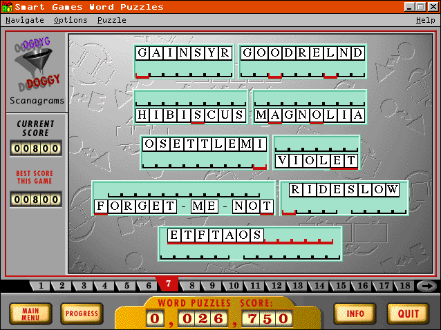 Screenshot of Smart Games Word Puzzles #1 (Windows 3.x, 1996) - MobyGames