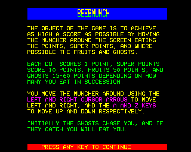 Beebmunch (1983) - MobyGames