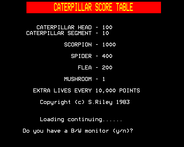Caterpillar (1983) - MobyGames