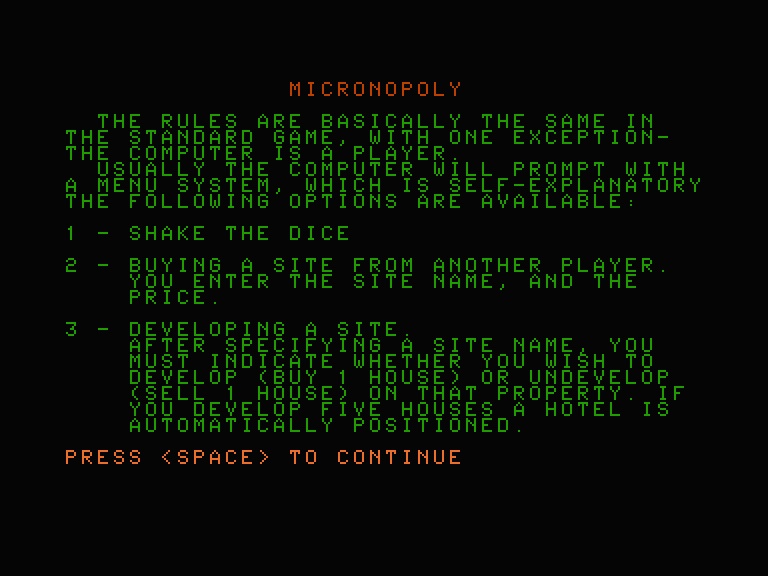 Micronopoly (1983) - MobyGames