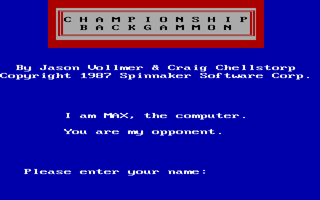 Backgammon (1987) - MobyGames