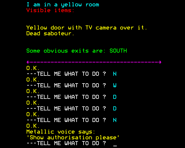 Screenshot of Secret Mission (BBC Micro, 1979) - MobyGames