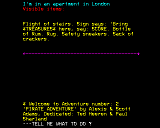 Screenshot of Pirate Adventure (BBC Micro, 1978) - MobyGames