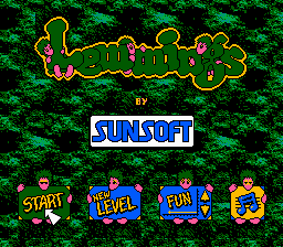 Screenshot of Lemmings (NES, 1991) - MobyGames