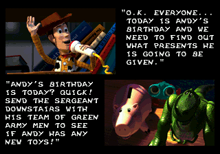 Screenshot of Disney's Toy Story (Genesis, 1995) - MobyGames