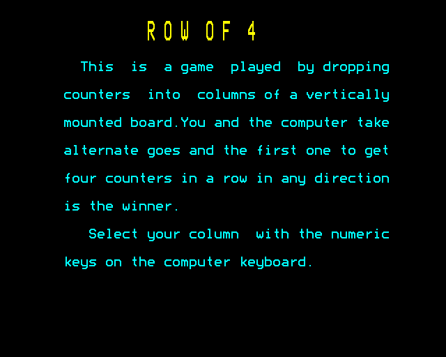 Row of Four (1982) - MobyGames