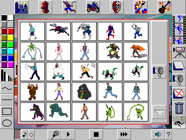 Screenshot of Spider-Man: Cartoon Maker (Windows 3.x, 1995) - MobyGames