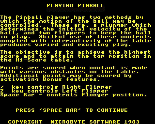 Pinball (1983) - MobyGames