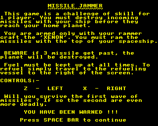 Missile Jammer (1986) - MobyGames