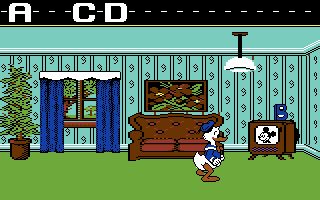 Screenshot of Donald's Alphabet Chase (Commodore 64, 1988) - MobyGames