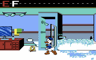 Screenshot of Donald's Alphabet Chase (Commodore 64, 1988) - MobyGames