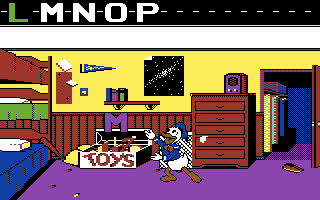 Screenshot of Donald's Alphabet Chase (Commodore 64, 1988) - MobyGames