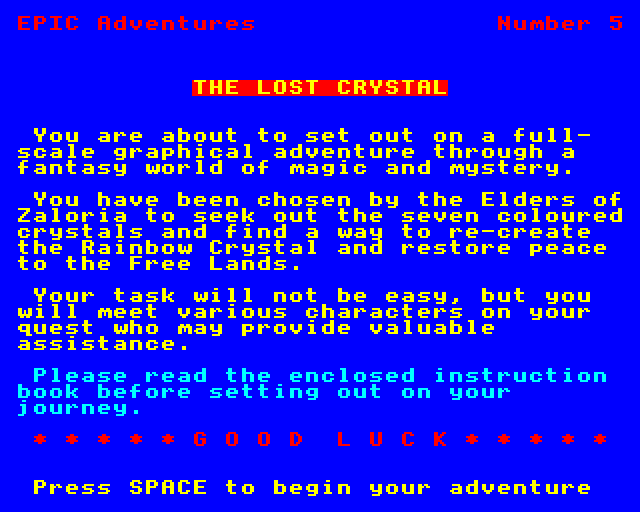 The Lost Crystal (1987) - MobyGames