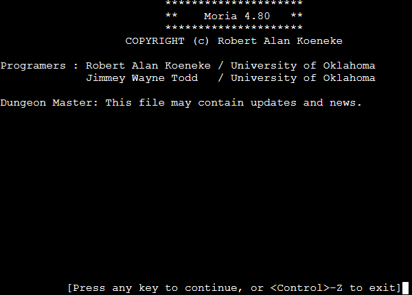 Moria (1983) - MobyGames