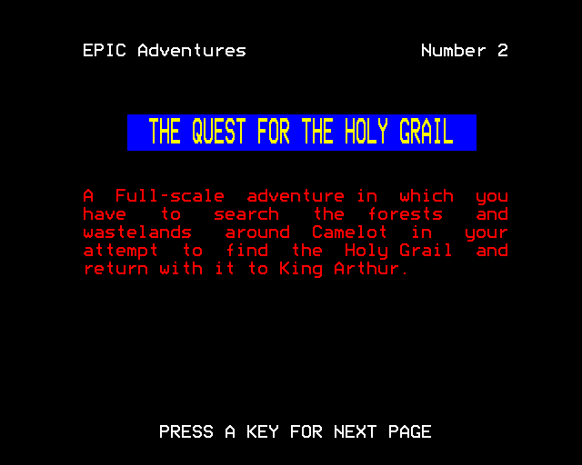 The Quest for the Holy Grail (1984) - MobyGames