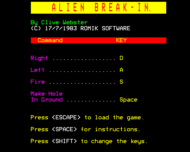 Alien Break-In (1983) - MobyGames