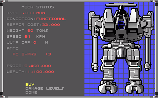 Screenshot of MechWarrior (DOS, 1989) - MobyGames