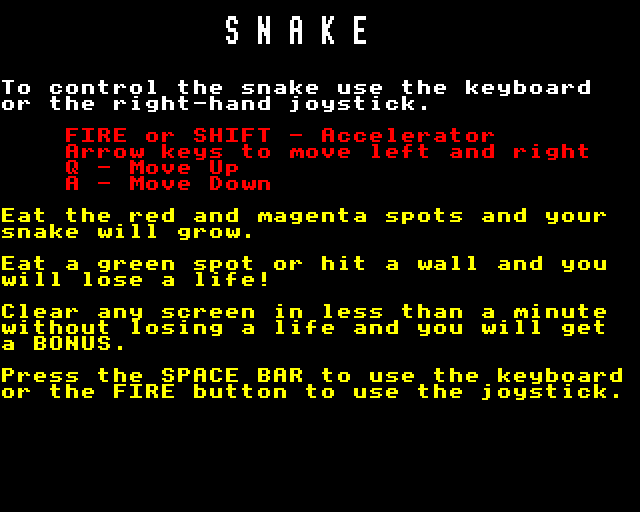 Snake (1983) - MobyGames
