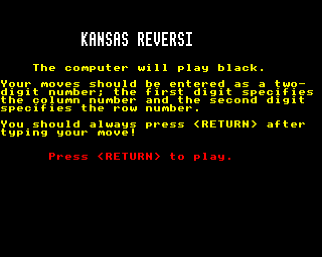 Reversi (1984) - MobyGames