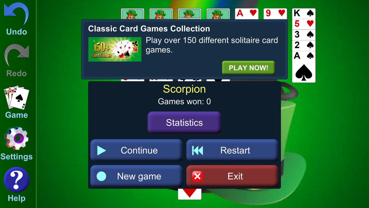 Screenshot of Scorpion Solitaire (Windows, 2024) - MobyGames