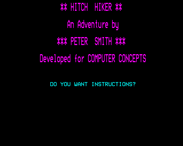 Hitch-Hiker (1982) - MobyGames