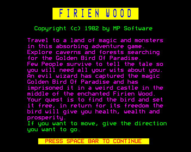 Firienwood (1982) - MobyGames