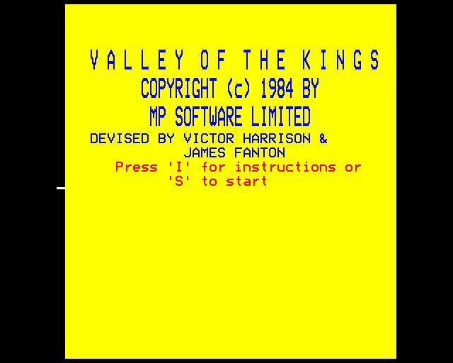 Valley of the Kings (1984) - MobyGames