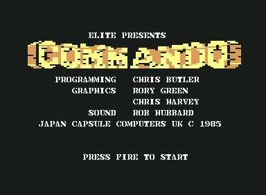 Screenshot of Commando (Commodore 64, 1985) - MobyGames