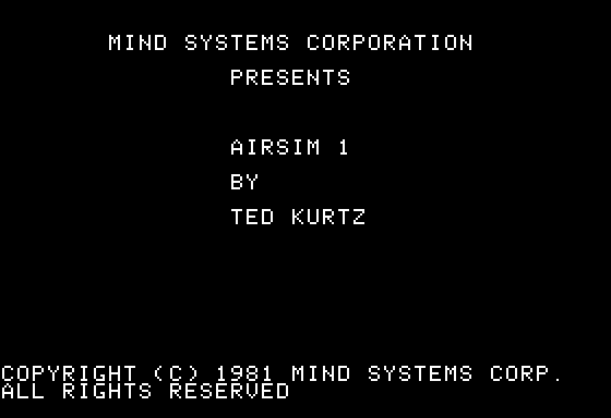 Airsim-1 Flight Simulator (1981) - MobyGames