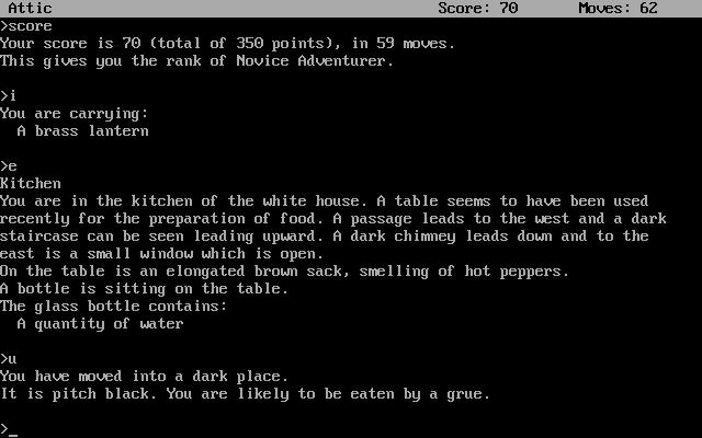 Screenshot of Zork: The Great Underground Empire (DOS, 1980) - MobyGames