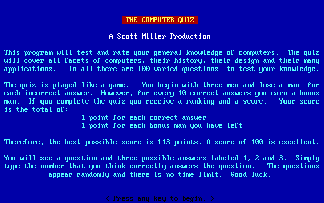 The Computer Quiz (1988) - MobyGames